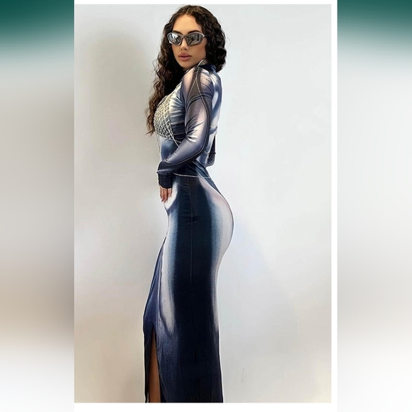 Dresses | Bacmaze 3d Body Print Bodycon Dress Long Sleeve Womens Y2k ...